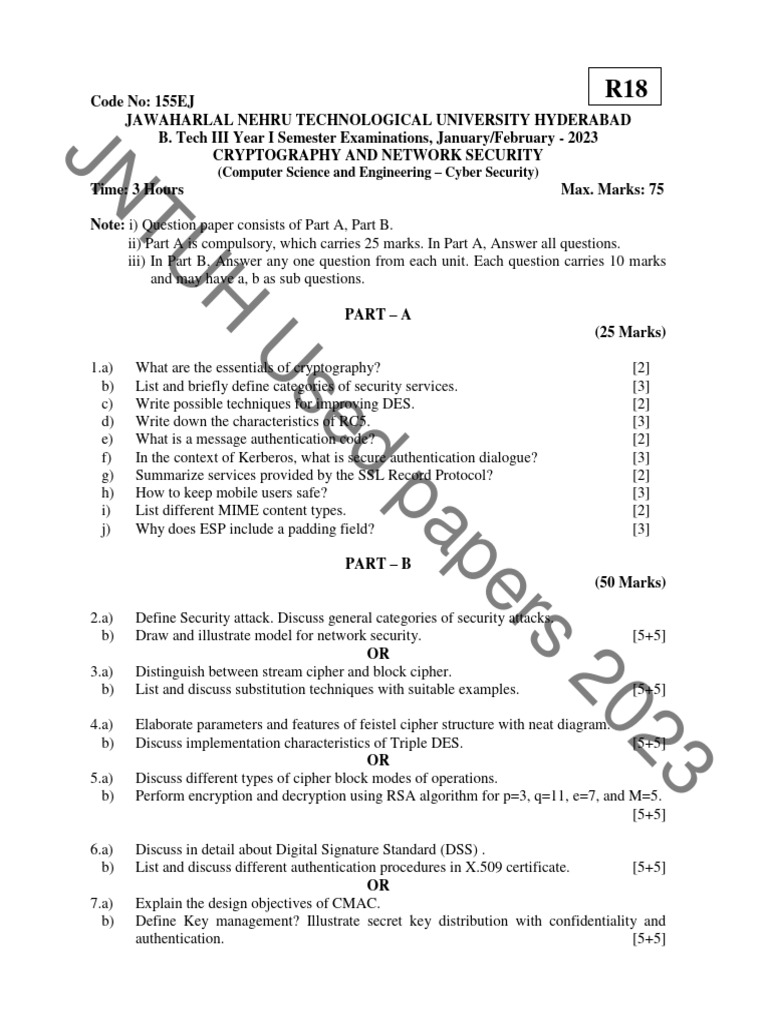 CNS Previous Questions Paper-2023 | PDF | Transport Layer Security | Cryptography