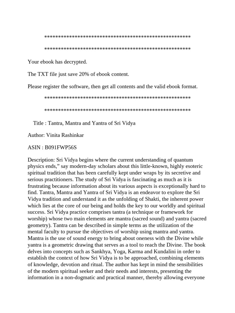 Tantra Mantra Yantra of Sri Vidya - Sri Vidya - 9781638325918 - Anna's Archive | PDF