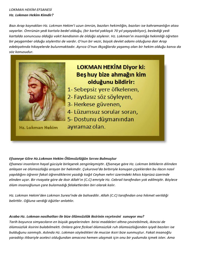 Lokman Heki̇m Efsanesi̇ | PDF