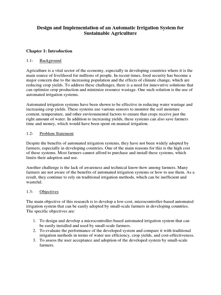 Chapter 1 - Design and Implementation of An Automatic Irrigation System For Sustainable ...