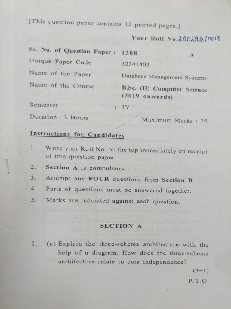 DBMS 2022 Q Paper | PDF