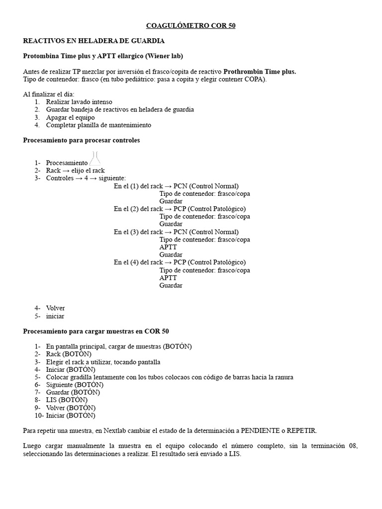 Coagulómetro Cor 50 | PDF