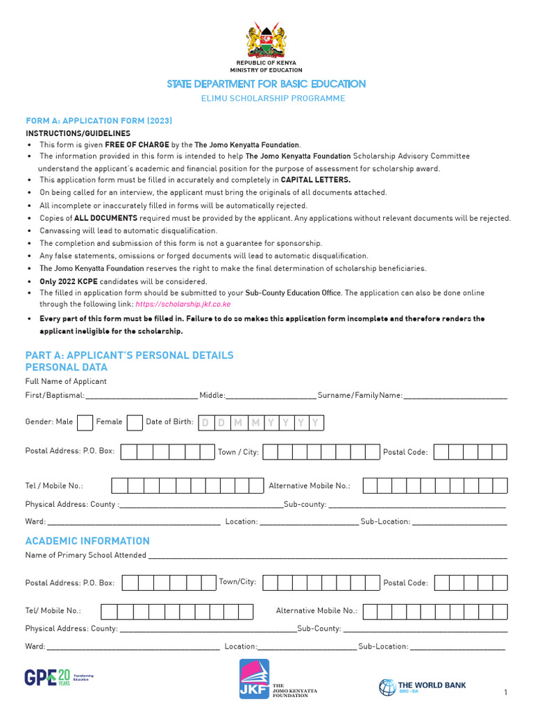 JKF Application Form | PDF | Disability