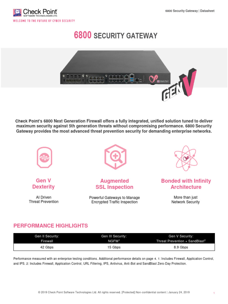 6800 Security Gateway Datasheet | PDF | Firewall (Computing) | Computer Network