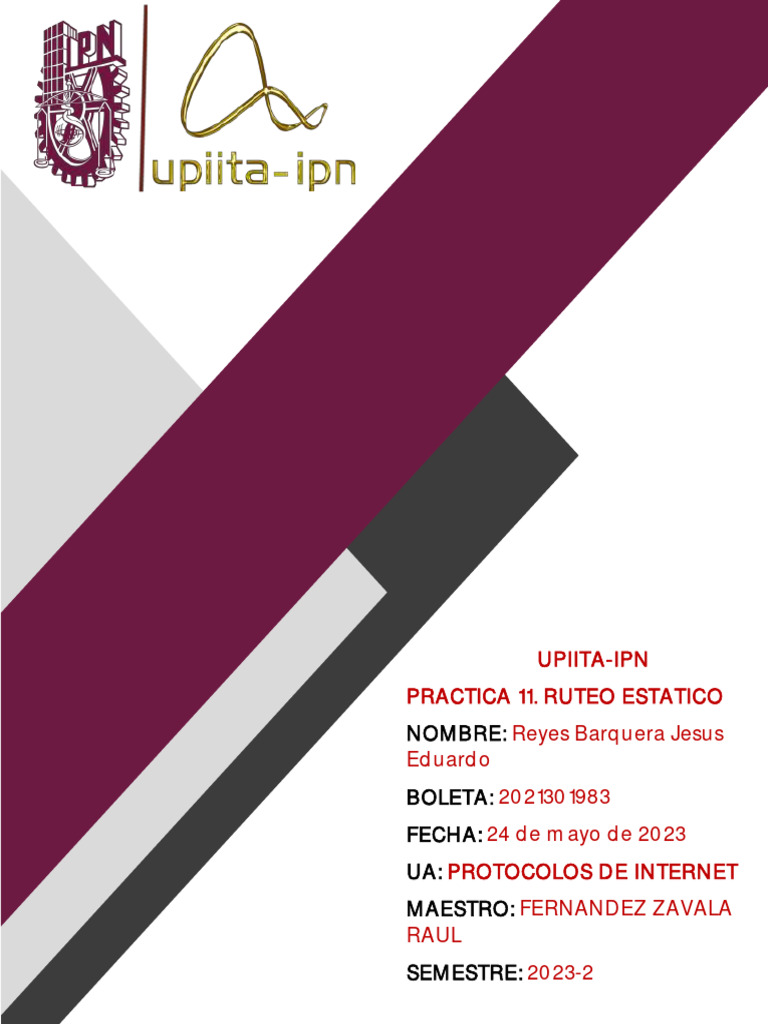 Configuración de Ruteo Estático IP | PDF | Dirección IP | Enrutamiento