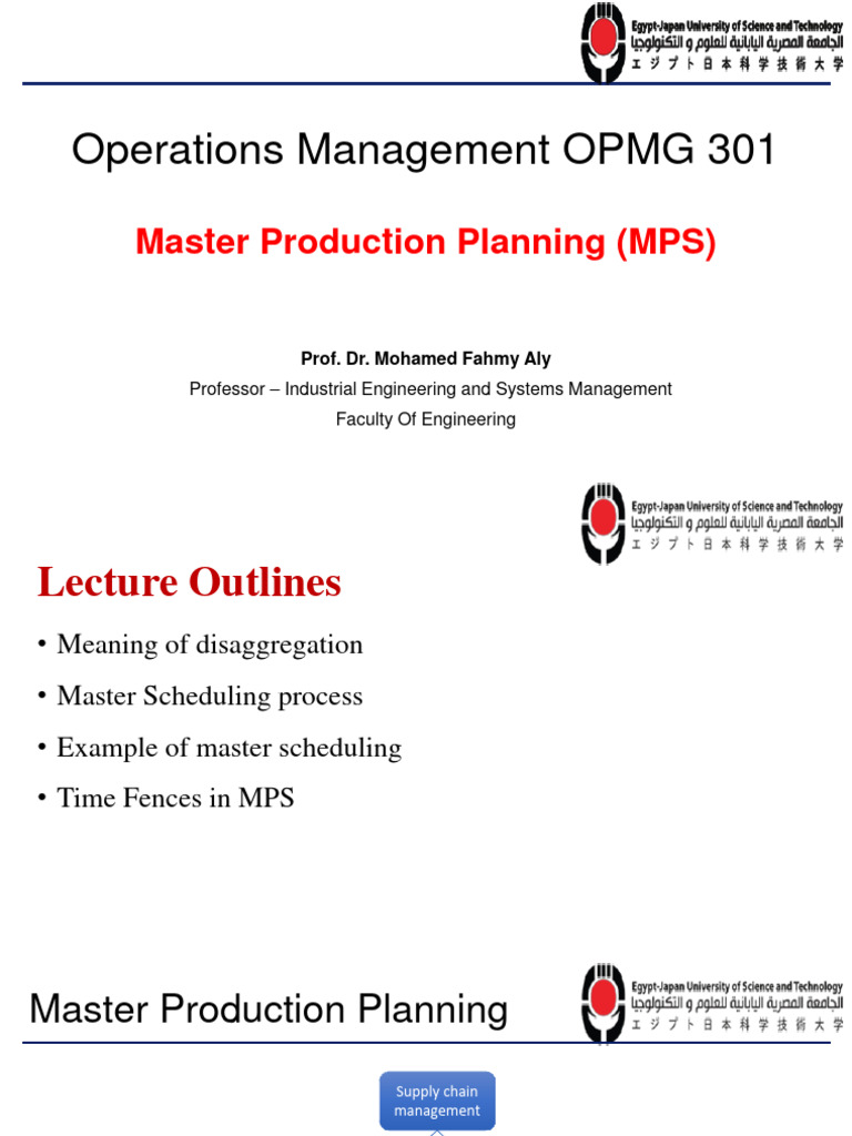 Operations Management - L05 - Master Production Planning - Spring23 | PDF