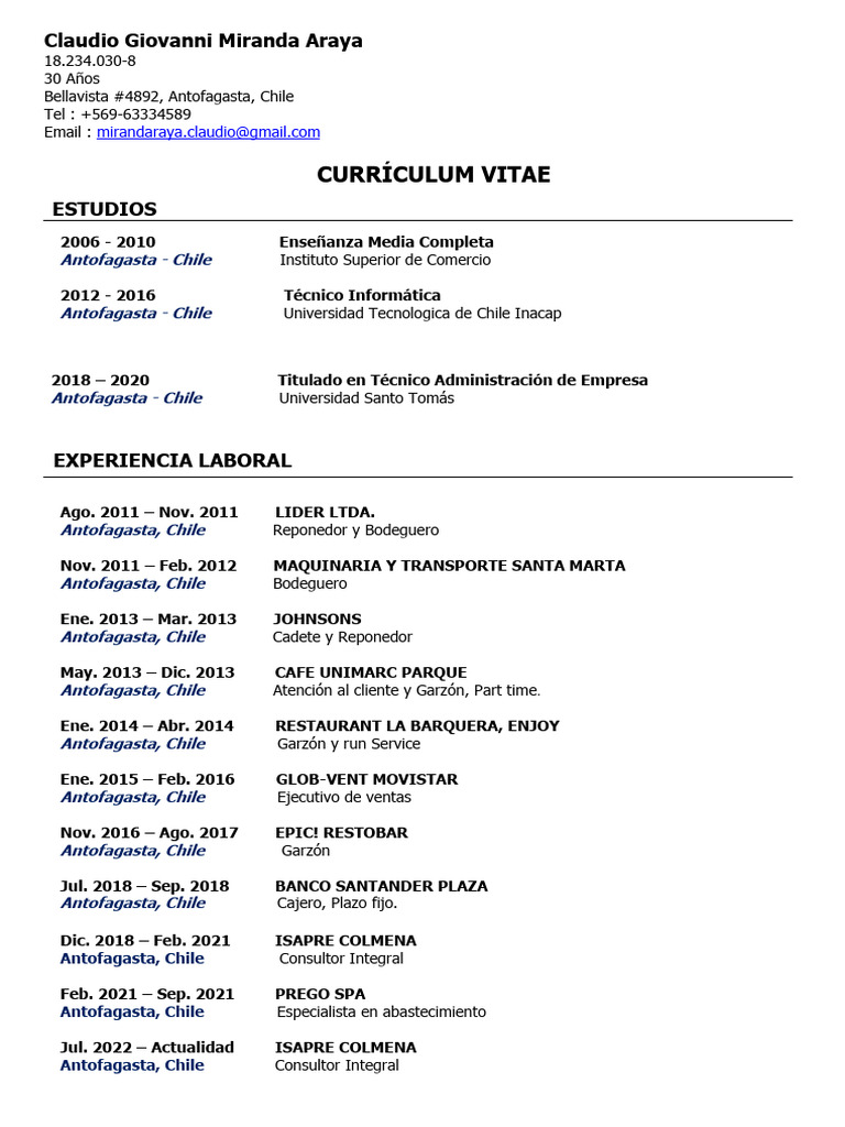 Curriculum Claudio | PDF