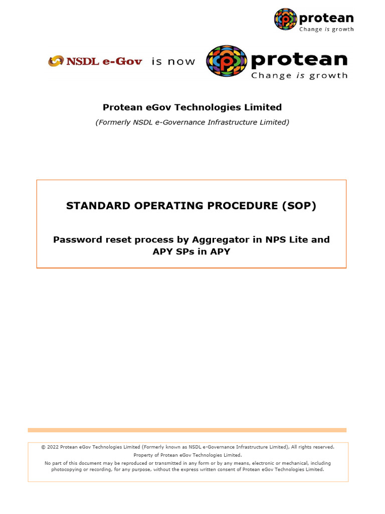 NPS Lite & APY Password Reset SOP | PDF