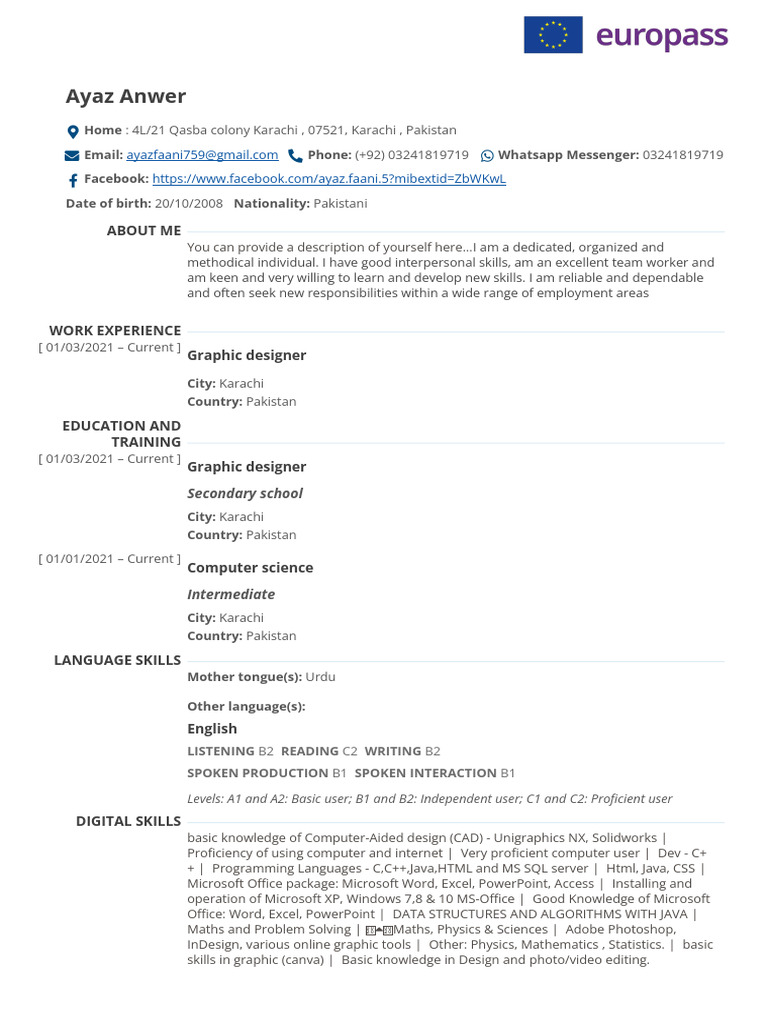 CV - Ayaz Anwer | PDF | Microsoft Office | Microsoft Excel