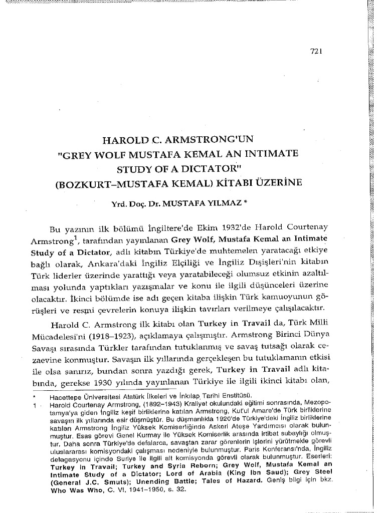 Mustafa YILMAZ Harold C. Armstrongun Grey Wolf Mustafa Kemal An ...