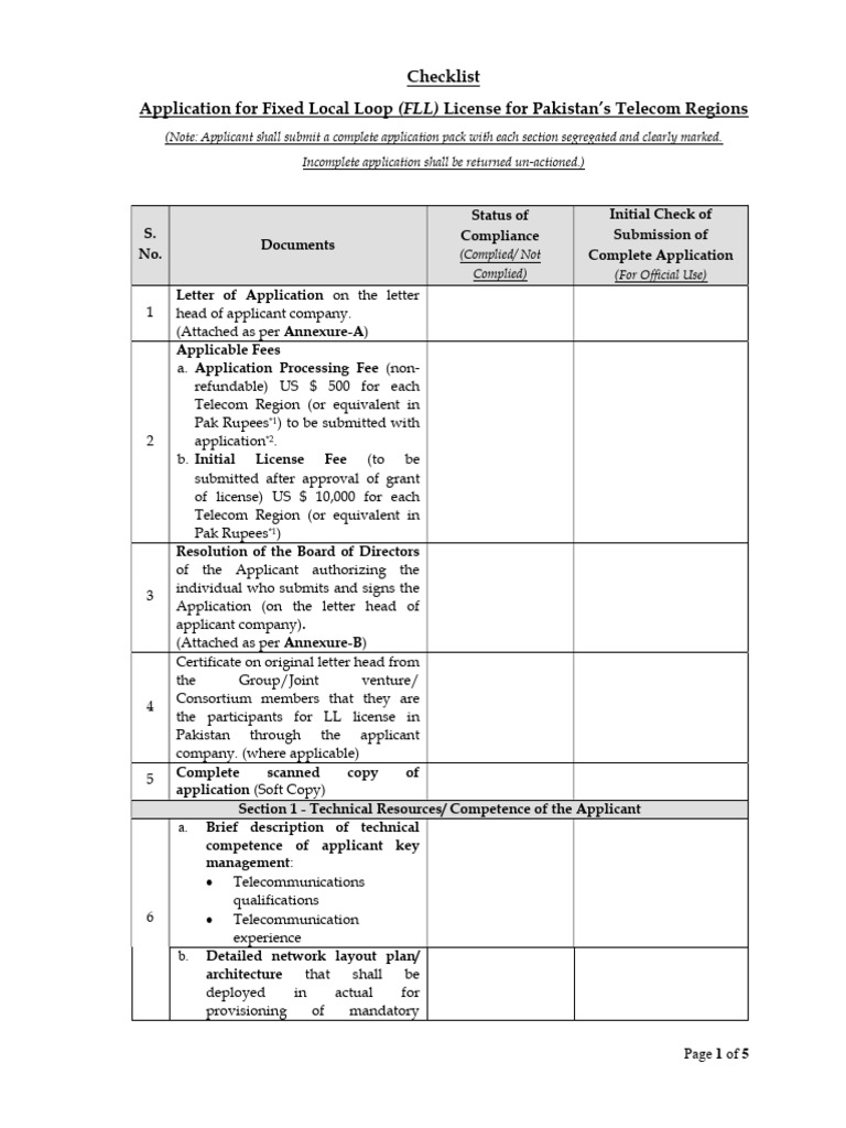 FLL License Application Checklist | PDF
