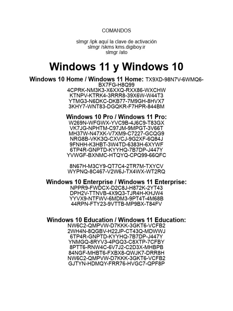 Claves de Activacion Windows 1 | PDF | Microsoft Software | Computer Architecture