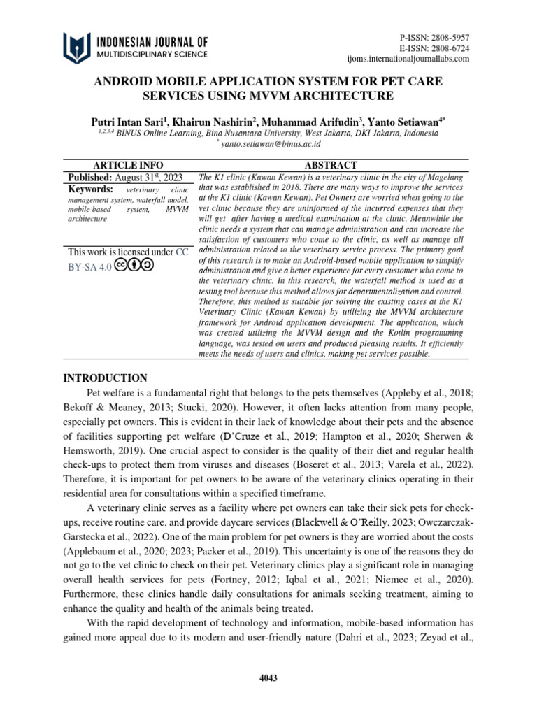 Android Mobile Application System For Pet Care Services Using MVVM Architecture | PDF | Mobile ...