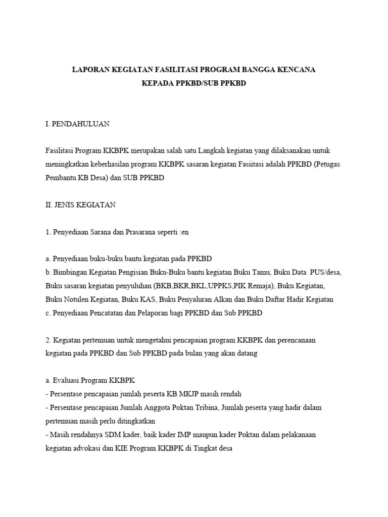 LAPORAN KEGIATAN FASILITASI PPKBD Dan Sub PPKBD | PDF | Pengelolaan Keuangan & Uang