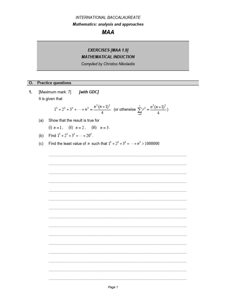 (Maa 1.9) Mathematical Induction | PDF | Mathematics | Mathematical Logic (Maa 1.9) Mathematical Induction | PDF | Mathematics | Mathematical Logic