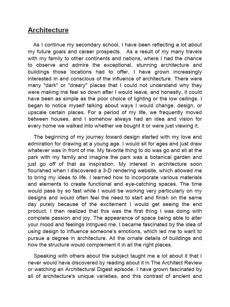 Architecture Motivational Letter | PDF