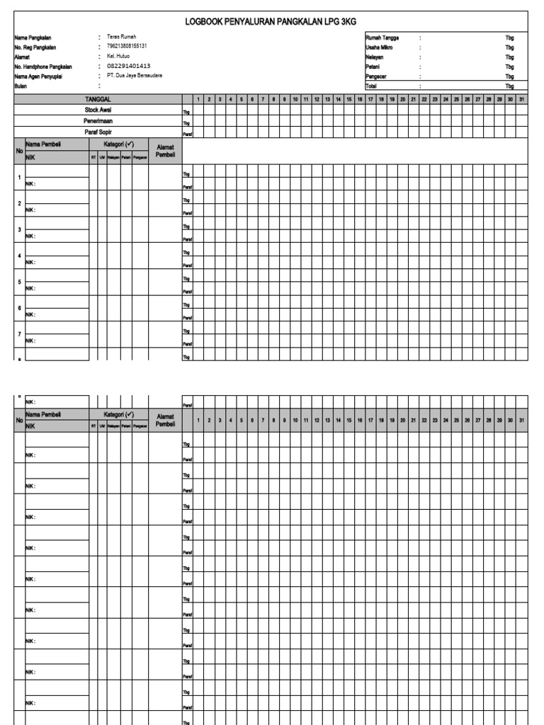 Format Logbook Teras Rumah 2024 | PDF