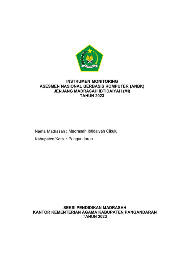 Instrumen Monev Anbk Mi | PDF