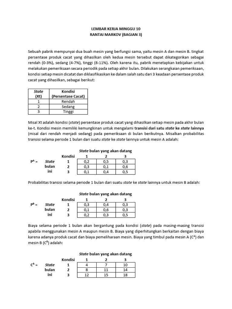 10 - Lembar Kerja Rantai Markov (Bagian 3) | PDF