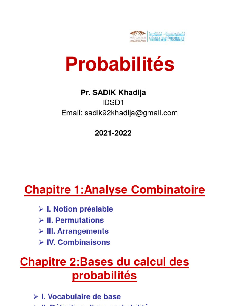 Calcul de Combinaisons et Probabilités | PDF | Combinatoire | Probabilité