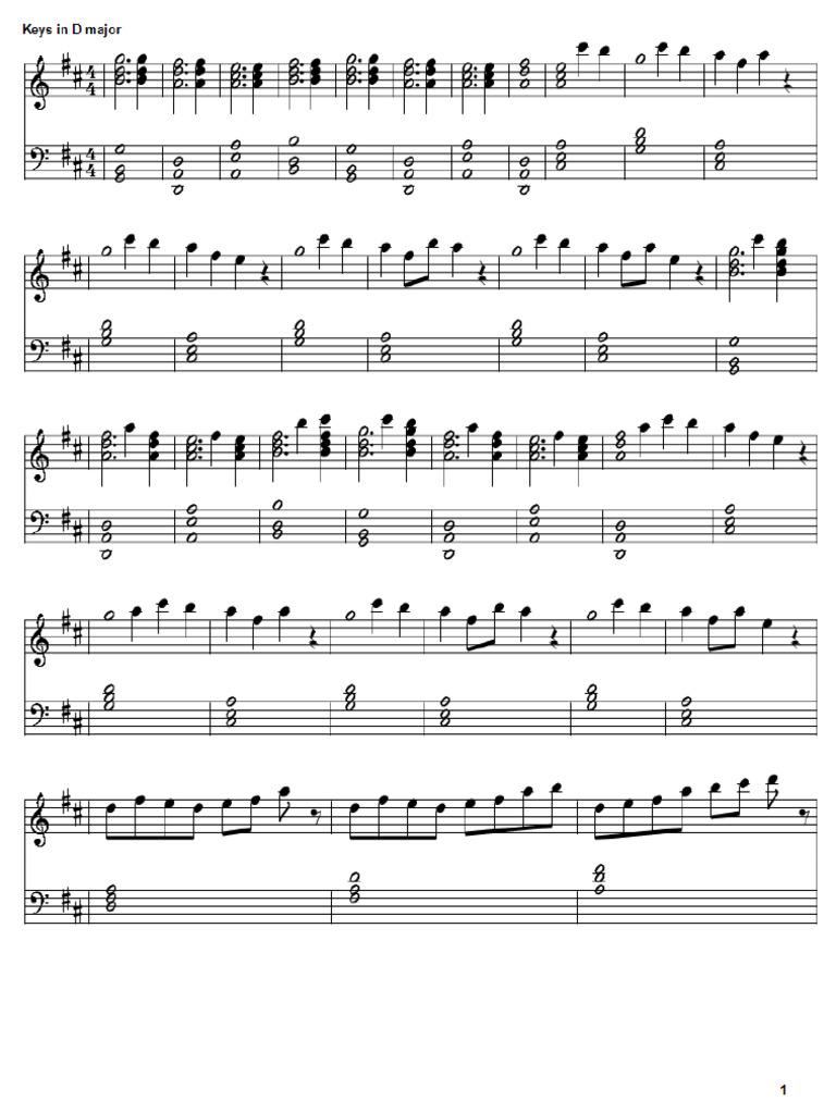 Keys in D Major | PDF