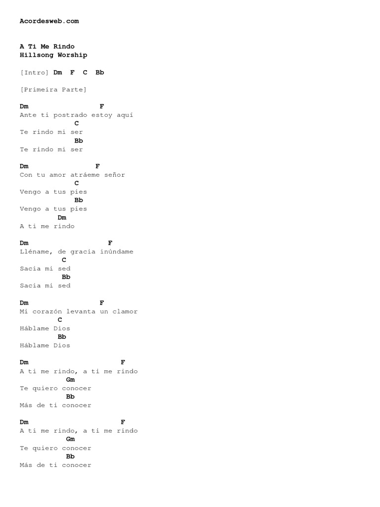 A Ti Me Rindo Hillsong Worship Acordesweb Com | PDF