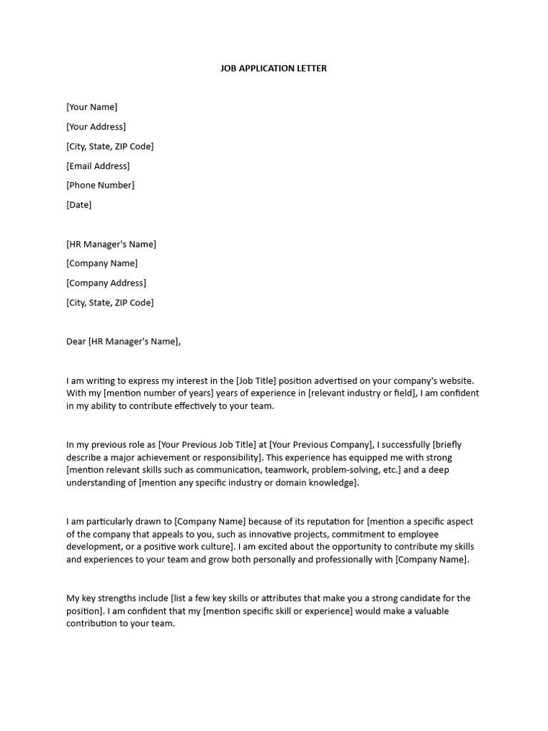 Job Application Letter Template | PDF | Career & Growth | Business