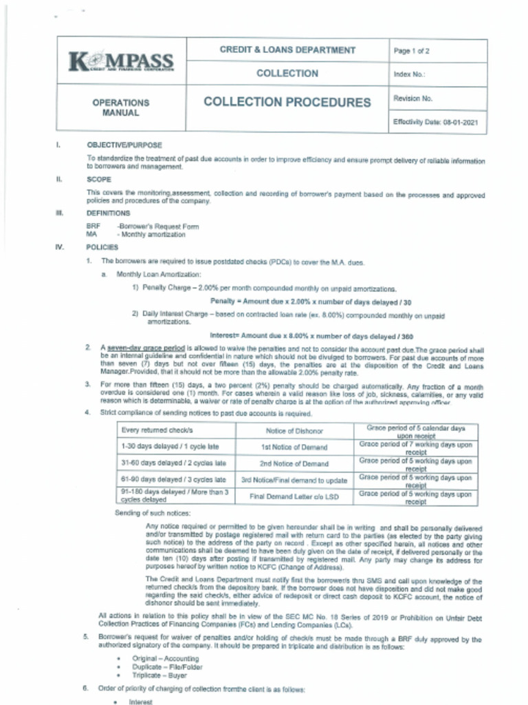Collection Procedures-KCFC | PDF