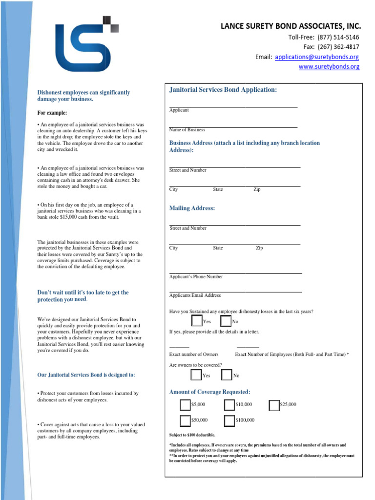 Janitorial Service Surety Bond Guide | PDF | Common Law | Service ...