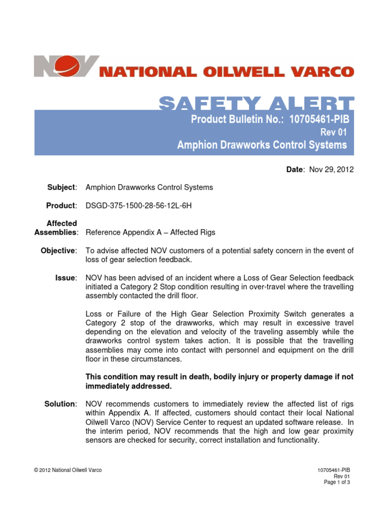 Product Bulletin No.: 10705461-PIB Amphion Drawworks Control Systems ...