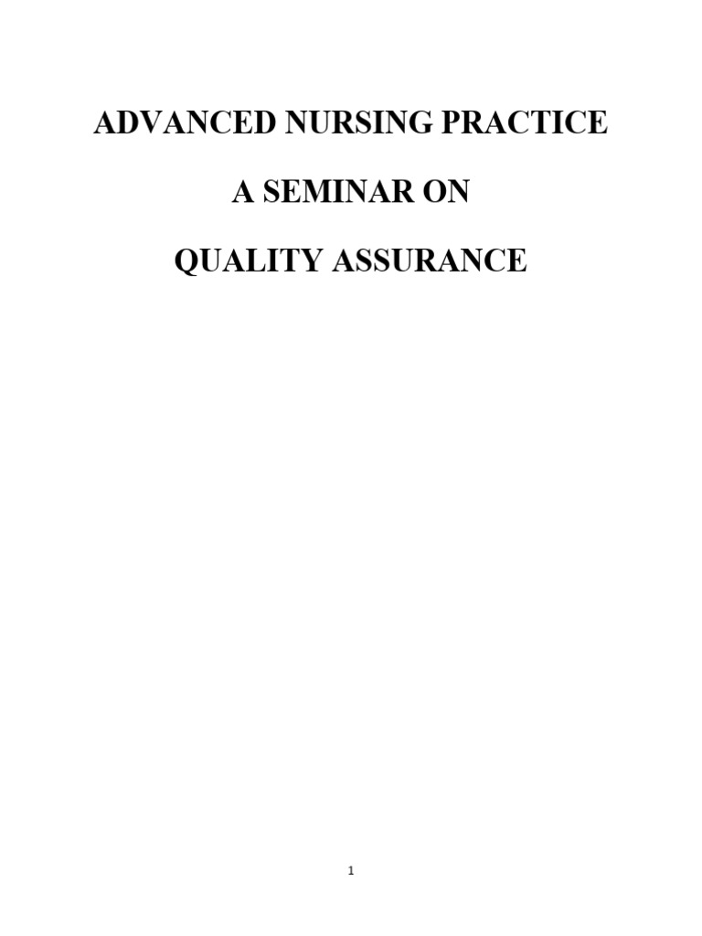 Advanced Nursing Practice-Quality Assurance | PDF