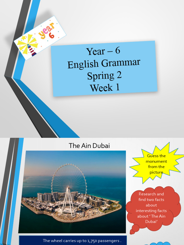 Yr.6 - Spring - 2 Grammar - Week 1 | PDF | Verb | Subject (Grammar)