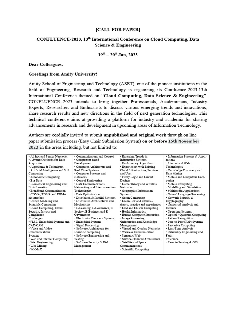 CFP | Download Free PDF | Computing | Cloud Computing