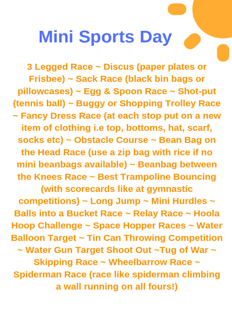 Mini Sports Day 1 | PDF
