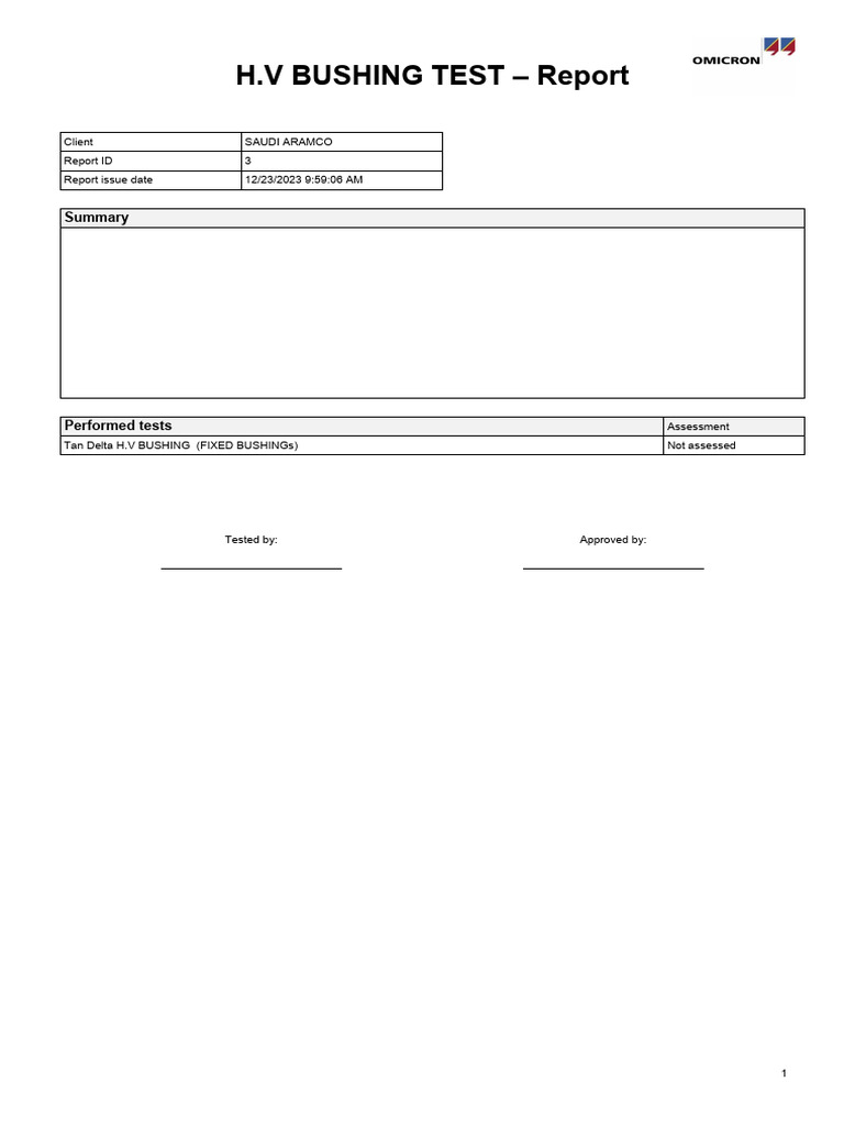 H.V BUSHING TEST - Report | PDF