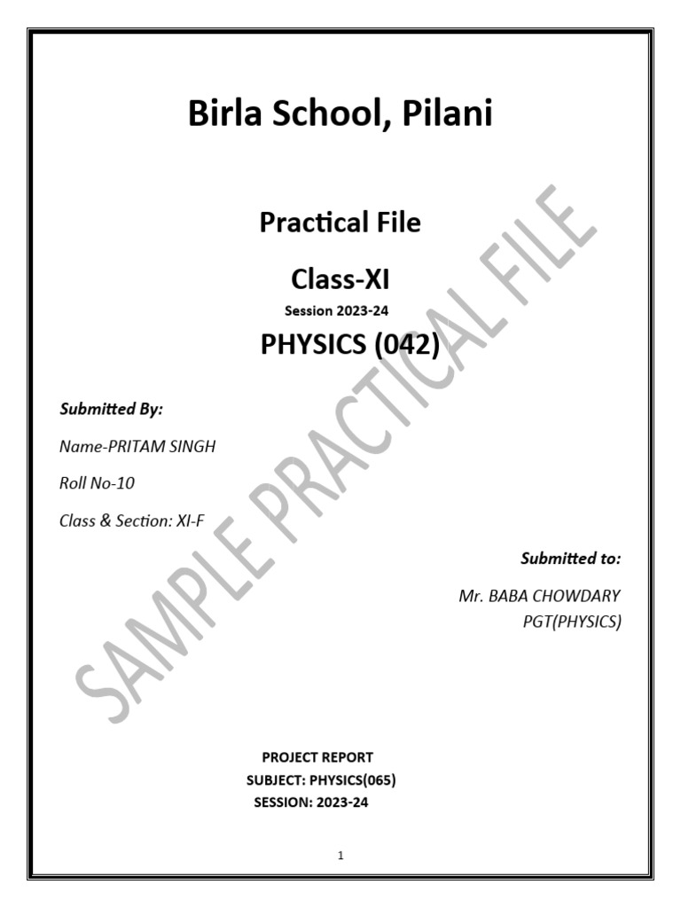 Physics Practical Report by Pritam Singh | PDF