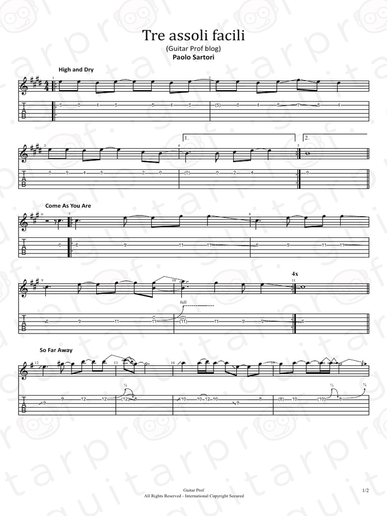 Guitar Prof Blog Tre Assoli Di Chitarra Facili | PDF | Intellectual ...