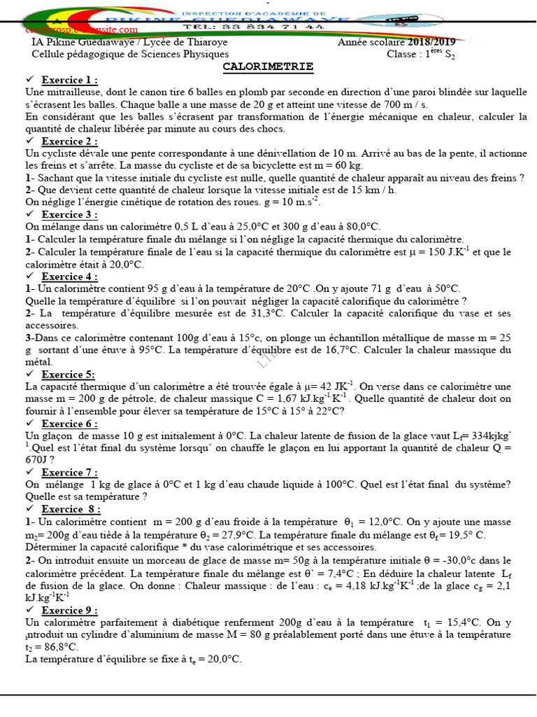Calorimetrie 1 | PDF