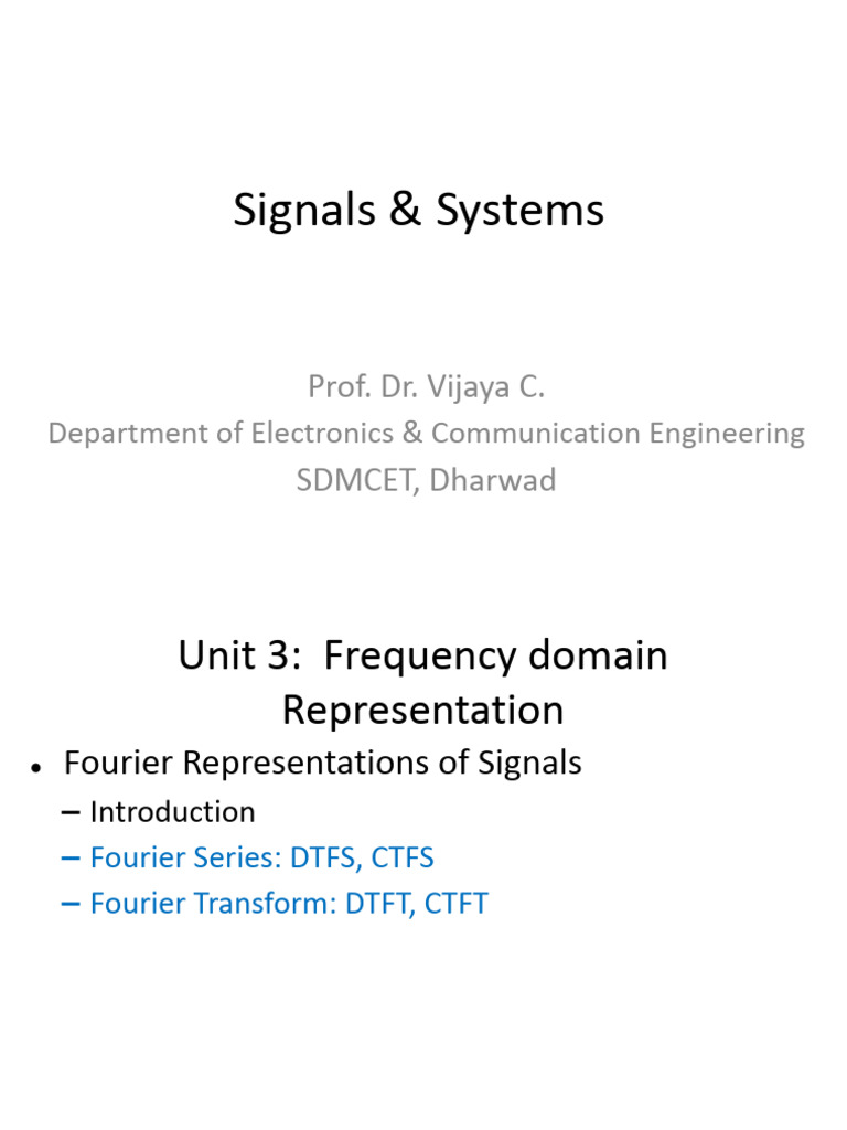 Signals And Systems Unit Iii Pdf Fourier Transform Discrete Fourier