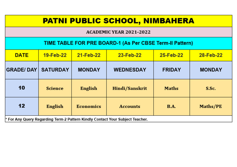 PB-1 Time Table | PDF