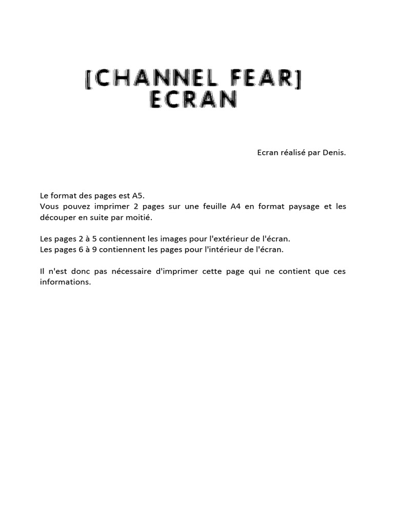 Guide de création d'écran Channel Fear | PDF