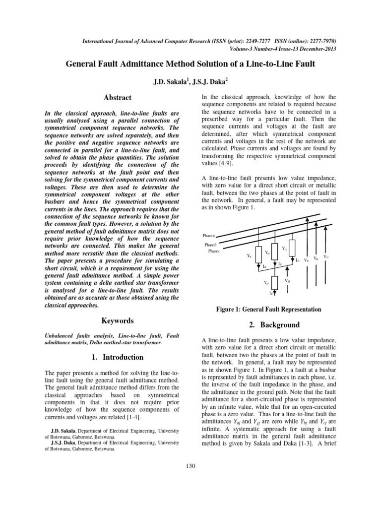 General Fault Admittance Method Solution of A Line | PDF