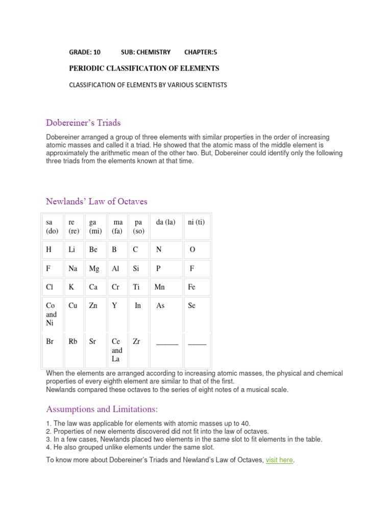 Periodic Classification of Elements | PDF