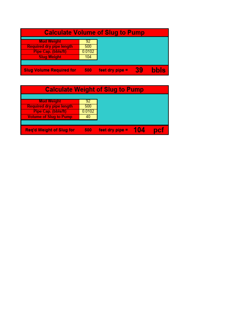 Slug Calculations | PDF