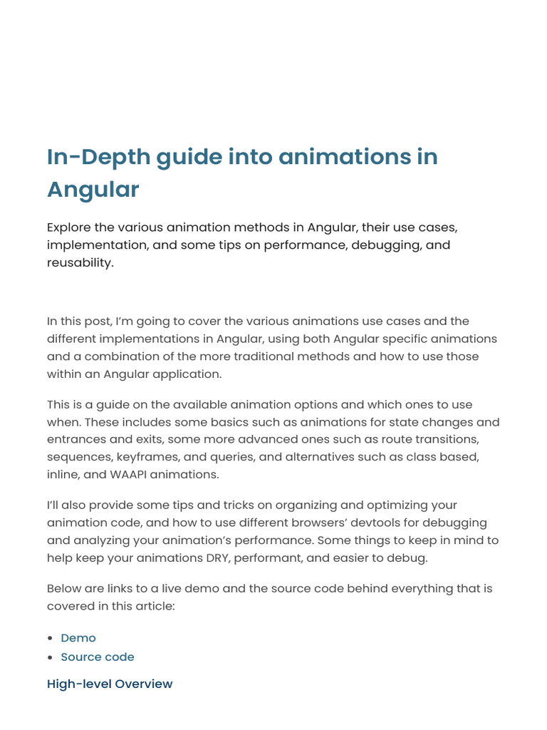 Angular Animations in Depth | PDF | World Wide Web | Internet & Web