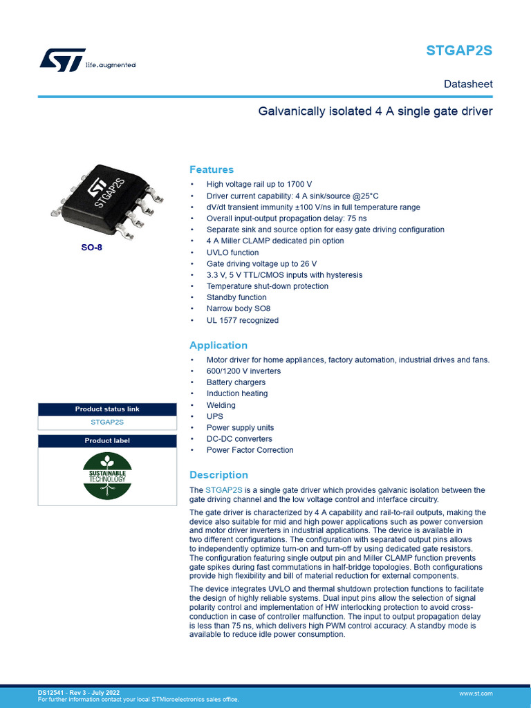 Stgap 2 S | PDF | Power Supply | Logic Gate