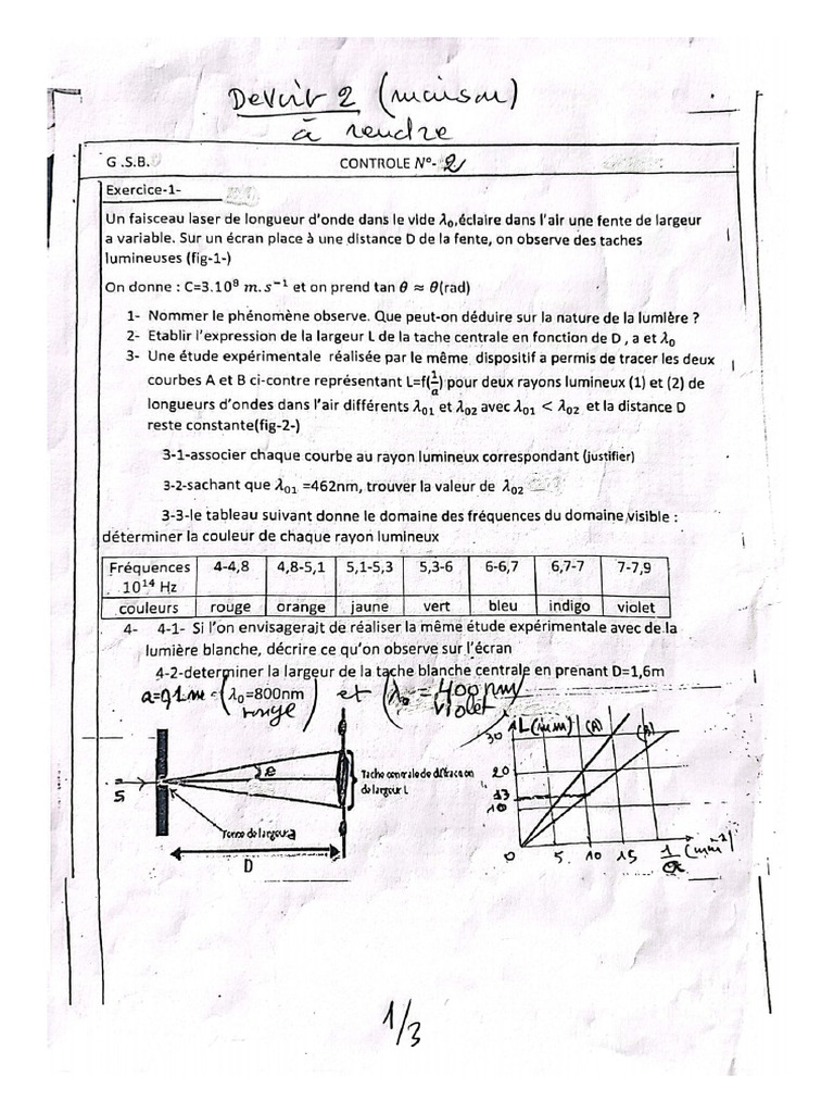 Devoir 2 Maison Contrôle SM Beniss | PDF
