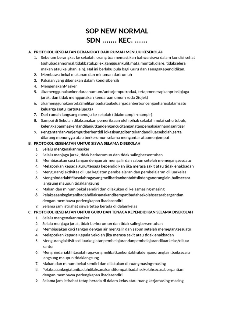 Sop New Normal | PDF