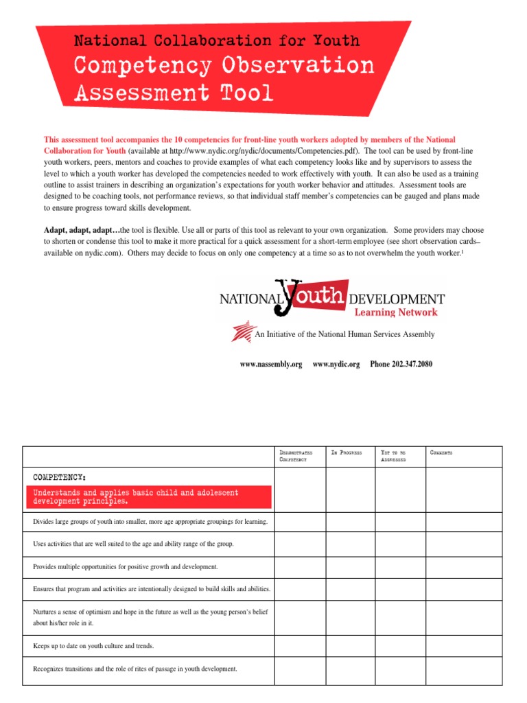 Competency Observation Assessment Tool: National Collaboration For ...