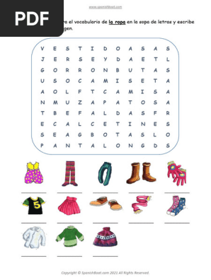 La Ropa Worksheet Clothes And Shopping In Spanish Worksheets La Ropa